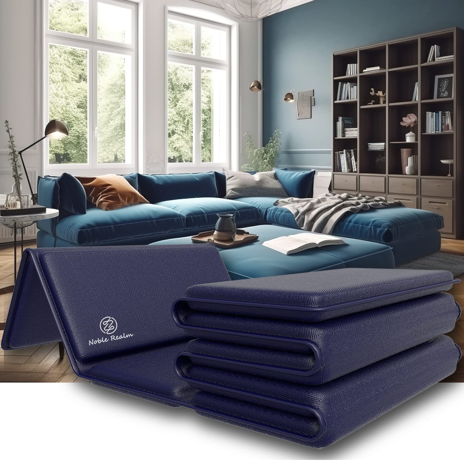 NobleRealm® 𝗫𝗟 𝗟𝗮𝗿𝗴𝗲𝗿 (68” x23.3” Inches) & 𝗧𝗵𝗶𝗰𝗸𝗲𝗻 0.42” | 𝑺𝒂𝒈𝒈𝒊𝒏𝒈 𝑪𝒐𝒖𝒄𝒉 𝑪𝒖𝒔𝒉𝒊𝒐𝒏 𝑺𝒖𝒑𝒑𝒐𝒓𝒕 𝑩𝒐𝒂𝒓𝒅 | Heavy Duty Frame & Machine-Washable & Non-Slip