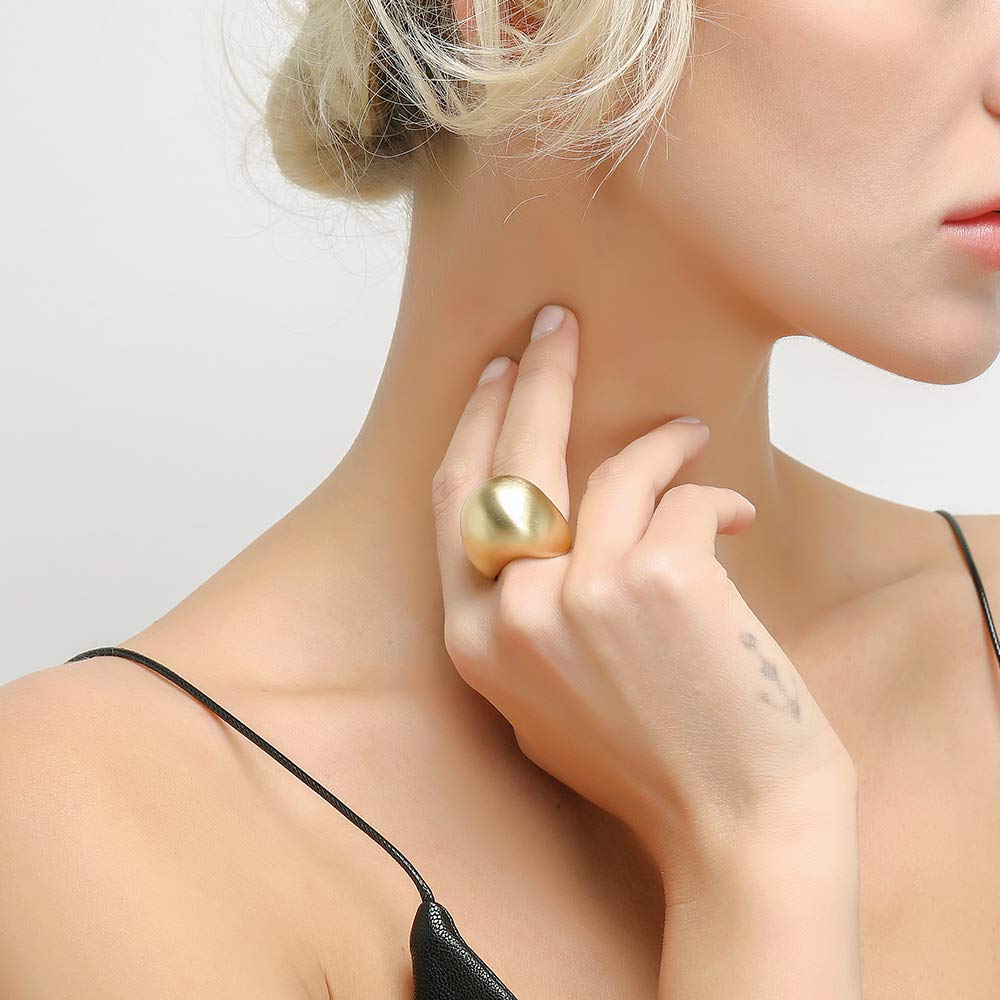 Mytys Fashion Gold & Silver Statement Rings for Women Matt Brush Metallic Design Cocktail Ring Style 49