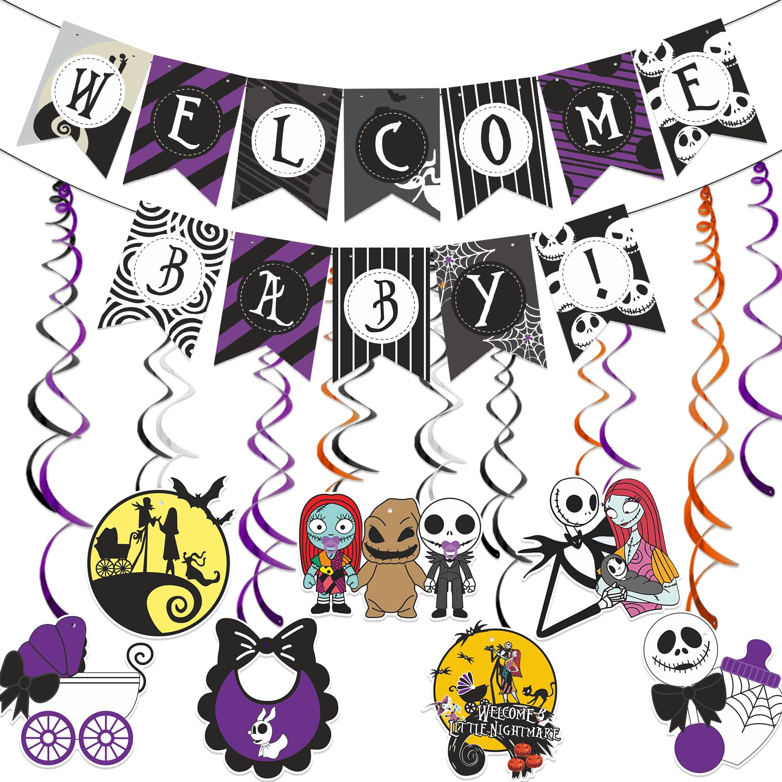 Nightmare Before Christmas Baby Shower Banner Welcome Baby Banner Nightmare Before Christmas Decorations Nightmare Before Christmas Baby Shower Decorations Nightmare Before Christmas Halloween