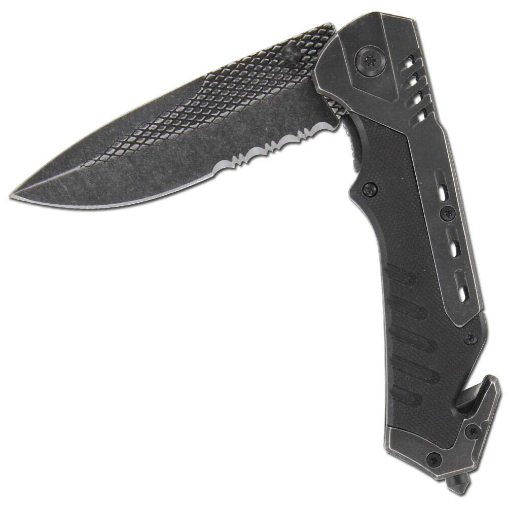 Serpentine G-10 Scale Serrated Emergency Stainless Steel Open Folding Pocket Knife Outdoor Survival Hunting Knife for Camping by Survival Steel