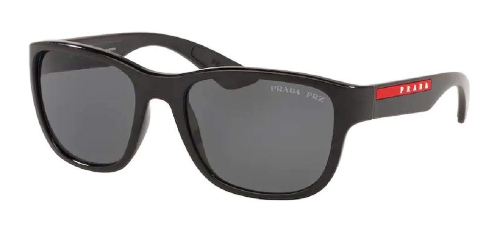 Prada PS01US ACTIVE 1AB5Z1 55M Black/Grey Polarized Square Sunglasses For Men For Women+ BUNDLE With Designer iWear Eyewear Kit