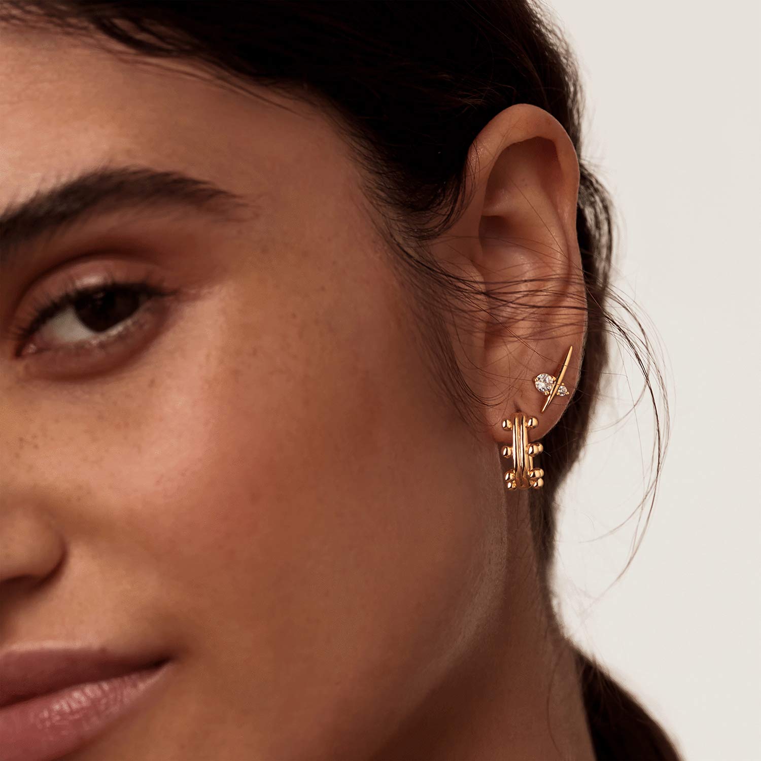 MYEARS Women Evil Eye Earrings Gold Stud Diamond Cubic Zirconia 14K Gold Filled Small Simple Handmade Hypoallergenic Everyday Protection Jewelry