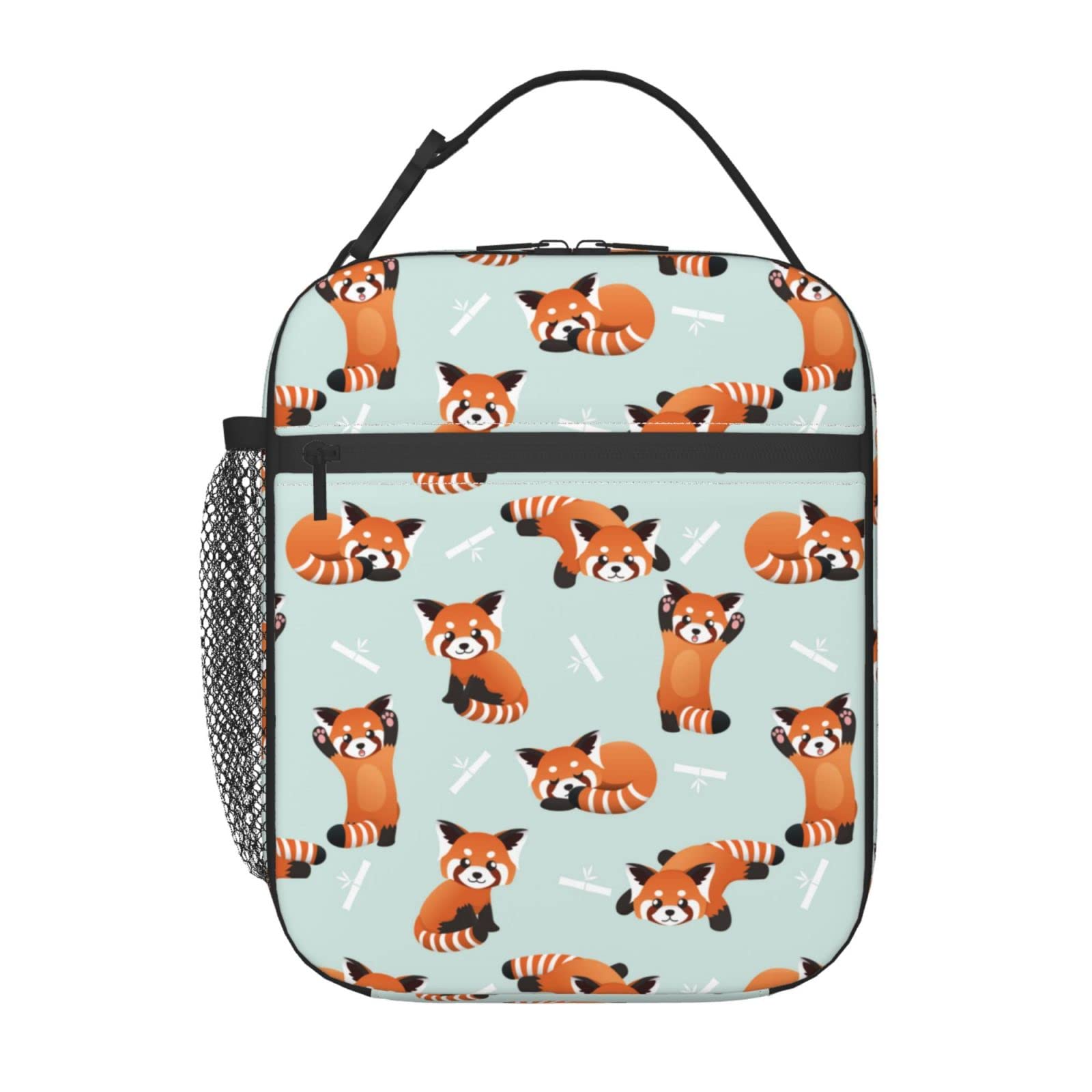 tiehrpr Cute Red Panda Reusable Insulated Lunch Box Cooler Tote Bag Unisex Handle Lunchbox For Office/Hiking/Camping/Picnic/Beach