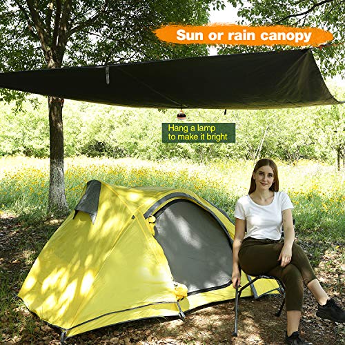 REDCAMP Lightweight Camping Tarp Sun Shelter with Tarp Poles and Suction Cup, Waterproof Car Awning Sun Shade Awning Canopy Set for Backpacking Hiking Camping