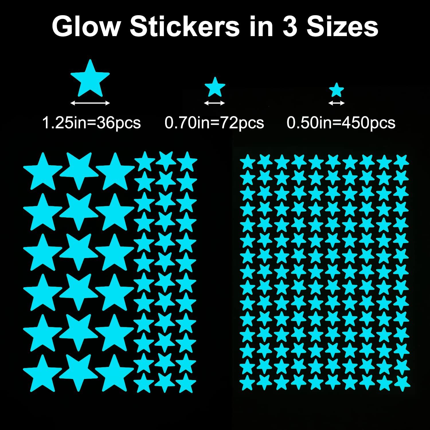 MOJOTORY Glow in The Dark Star Stickers, Bright and Lasting, Glow Stickers for Ceiling and Wall, Glow in The Dark Stars for Ceiling, Fantastic Wall Stickers for Bedroom, Blue