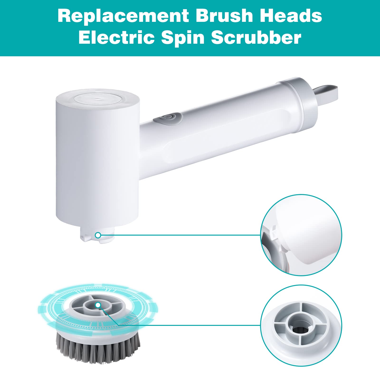 ZaneForest S1 3PCS Replacement Brush Heads Attachments Set for Bathroom Cleaning Brush,Electric Spin Scrubber,Dome Brush,Flat Brush,Cloth Brush
