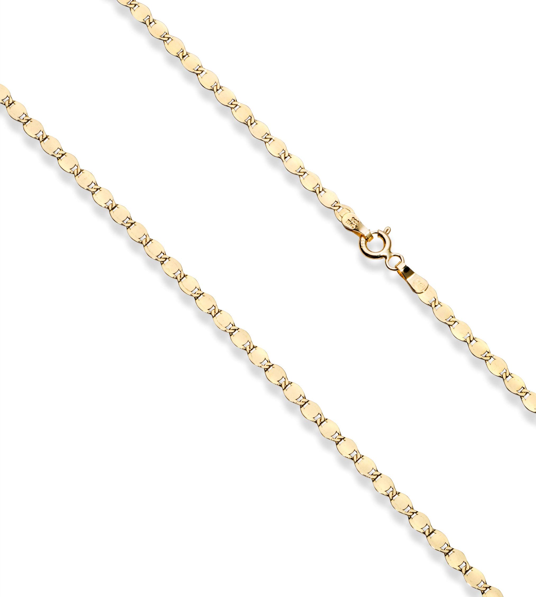 Miabella Italian 18K Gold Over 925 Sterling Silver Sparkle Mirror Link Chain Necklace for Women, Made in Italy (Length 16 inch(X-Short))