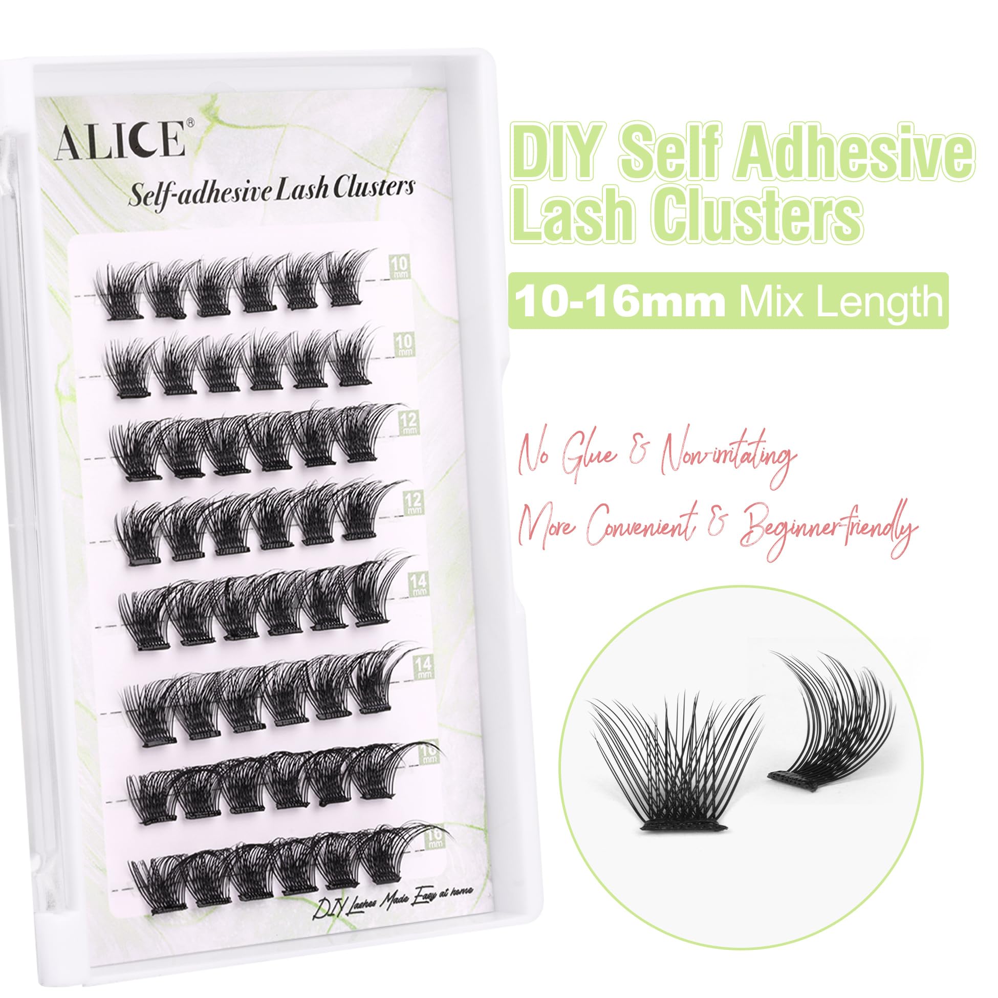 Self Adhesive Eyelashes Lash Clusters, Wispy Volume DIY No Glue Lash Extensions, Self Adhesive Individual Lashes Self Sticking Reusable Adhesive Lashes Natural Look