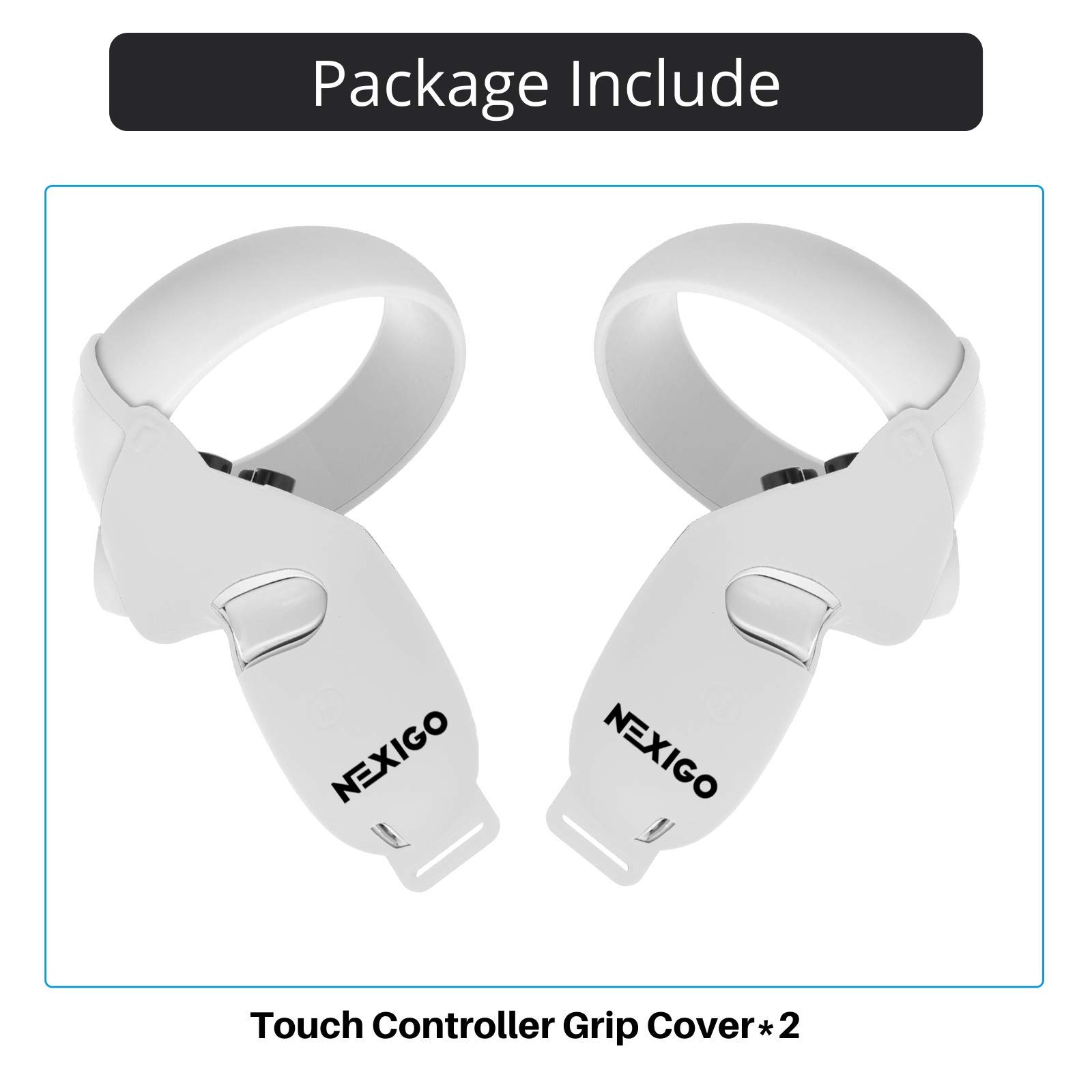 NexiGo Touch Controller Grip Cover for Oculus Quest 2, Silicone Grip Protection Cover Accessories, Comfortable Silicone VR Anti-Throw Handle Protective Sleeve (Matte White)