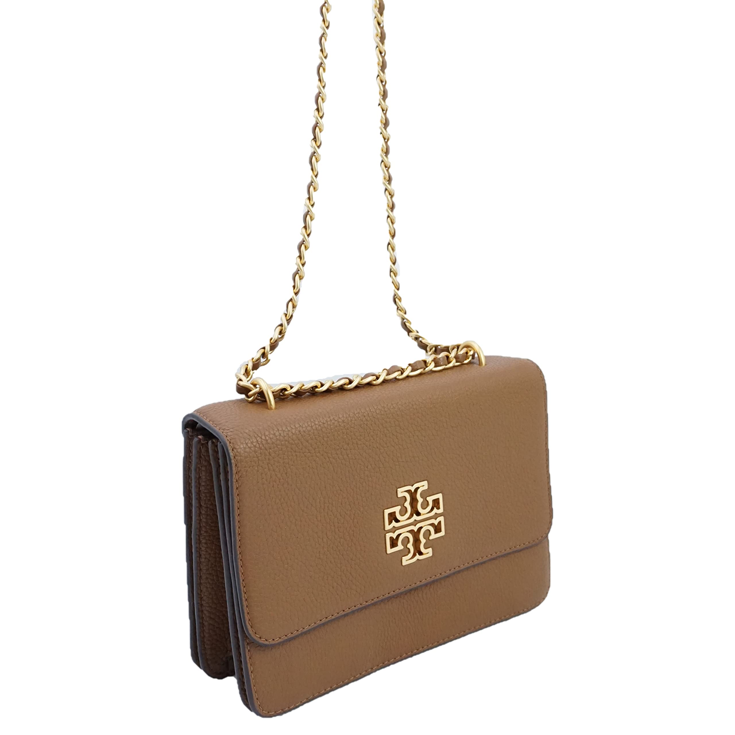 Tory Burch 73505 Moose Brown With Gold Hardware Women's Britten Small Adjustable Shoulder Bag