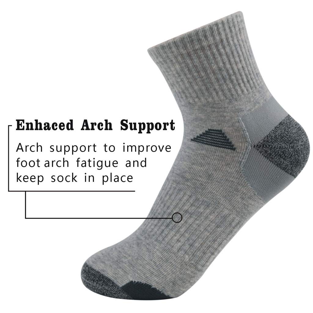 Mens Athletic Crew Socks - Caijizhe 5 Packs Soft Cotton Casual Socks for Hiking, Running, Cycling, Workout, White 1,blue 1,gray 1,black 2