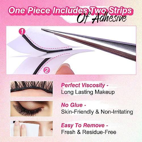 Self Adhesive Lashes Strip Black Cluster Lashes Fluffy Mink Lashes Wispy Eyelashes Waterproof Long Lasting Glue Strip False Eyelashes Replace of Glue Instantly Application by GVEFETIEE