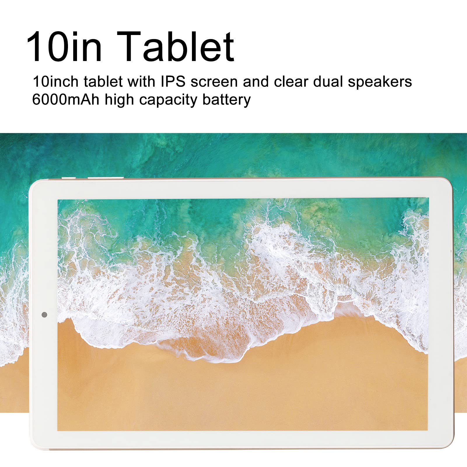 Zyyini 10 Inch Tablet for Android 11, Gold Portable 10 Inch Tablet for Kids,4G RAM 256G ROM,Contains 64G Memory Card,WiFi and 3G Networks,6000mAh Large Capacity Battery,Face Unlocking