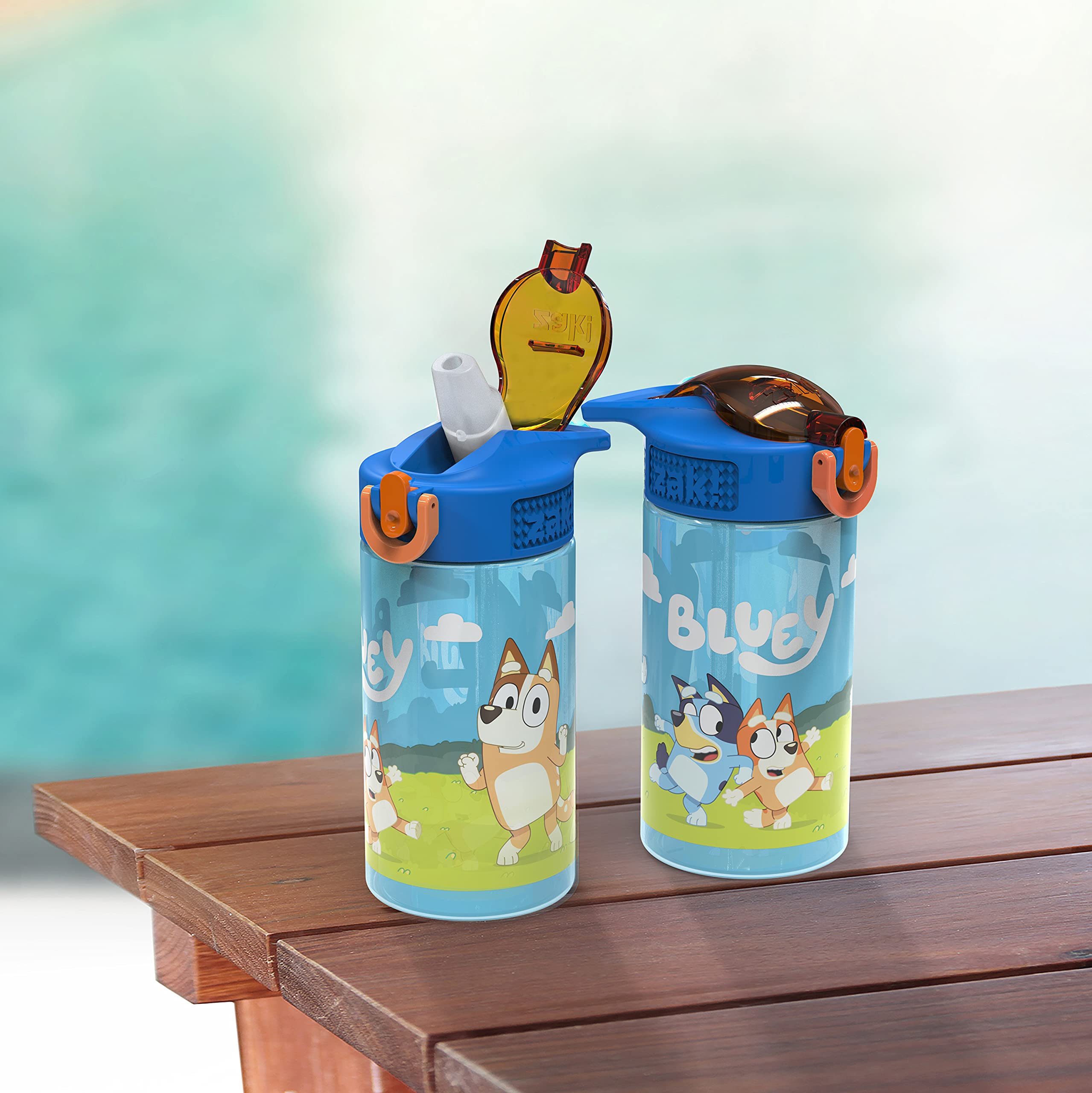 Zak Designs Bluey Kids Tumblers and Water Bottles Bundle (4 Pieces) | BPA-Free and Leakproof | Includes 15oz Tumblers (2 Count) and 16oz Water Bottles (2 Count)