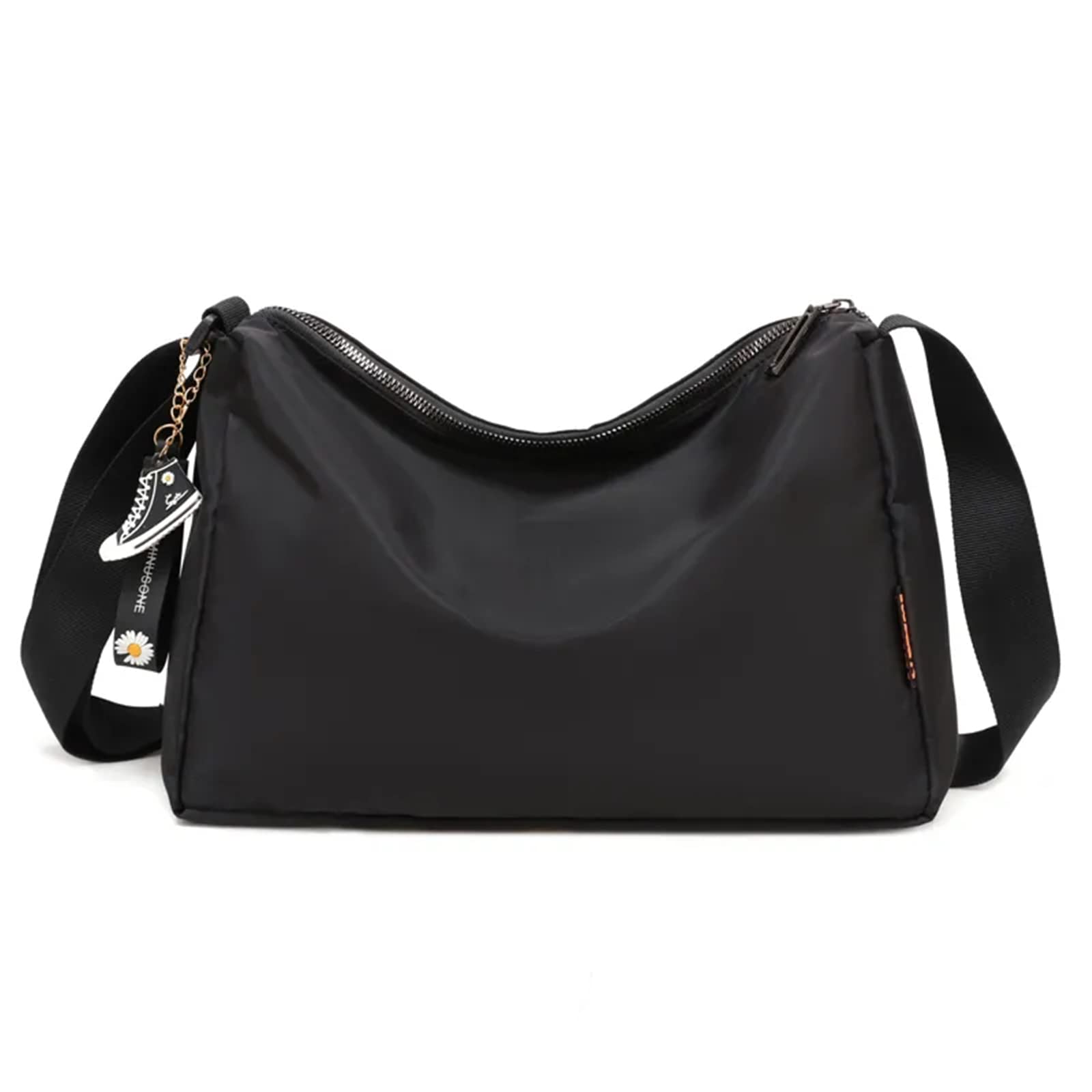 Tonriya nylon crossbody straps bags travel purses for women shoulder bags. (Black)