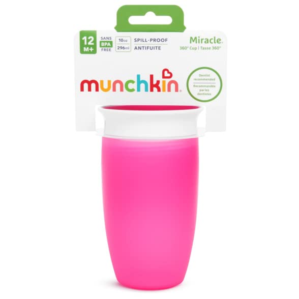 Munchkin Miracle 360 BPA Free Sippy Cup 296 mL/10 Oz 3 Count, Blue/Green/Pink