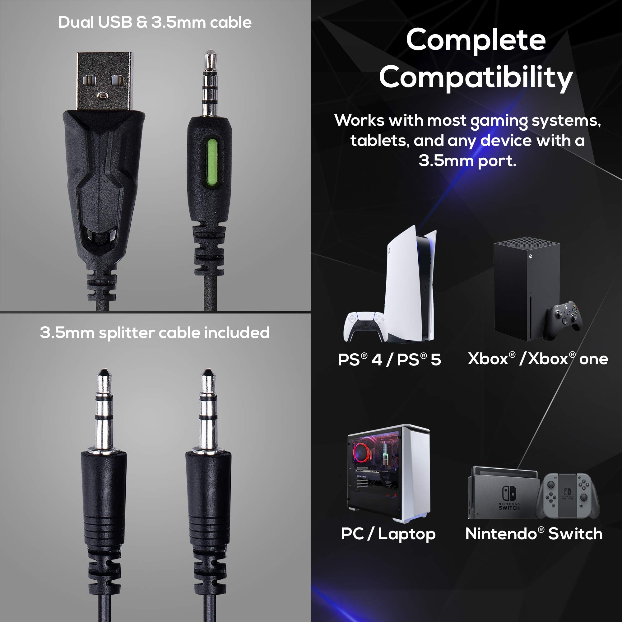 PHENOM LED Comfortable Noise-Isolating Gaming Headset with Microphone Immersive Audio and Volume Control | Works with Xbox One, PC, PS4 and Nintendo Switch (Blue)