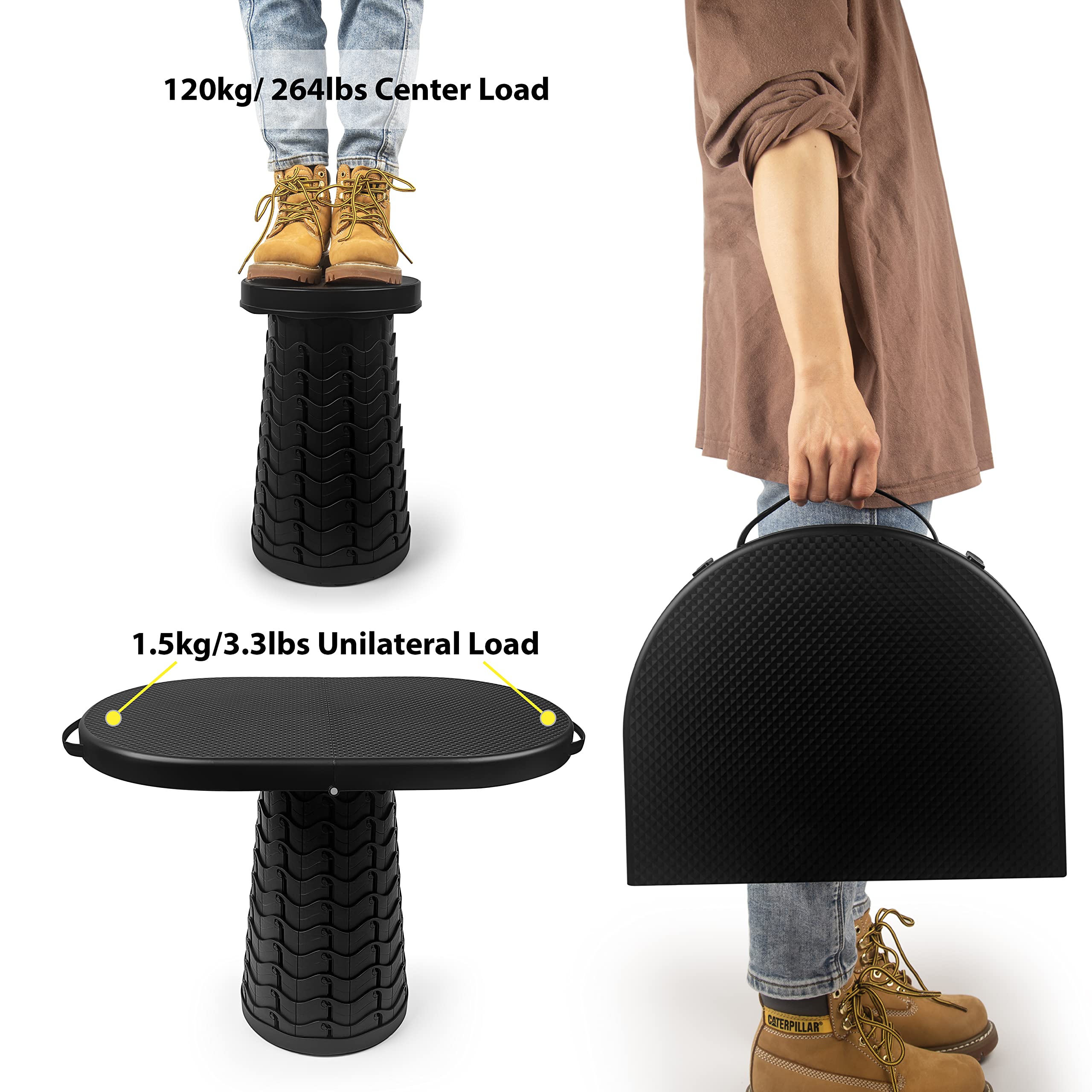 Ultra Handy 2 in 1 Portable Mini Folding Table and Collapsible Stool – Ultra Light and Rust Resistant Retractable Stool–Heavy Duty Plastic Telescopic Stool for Camping,Picnic,Sea Trips