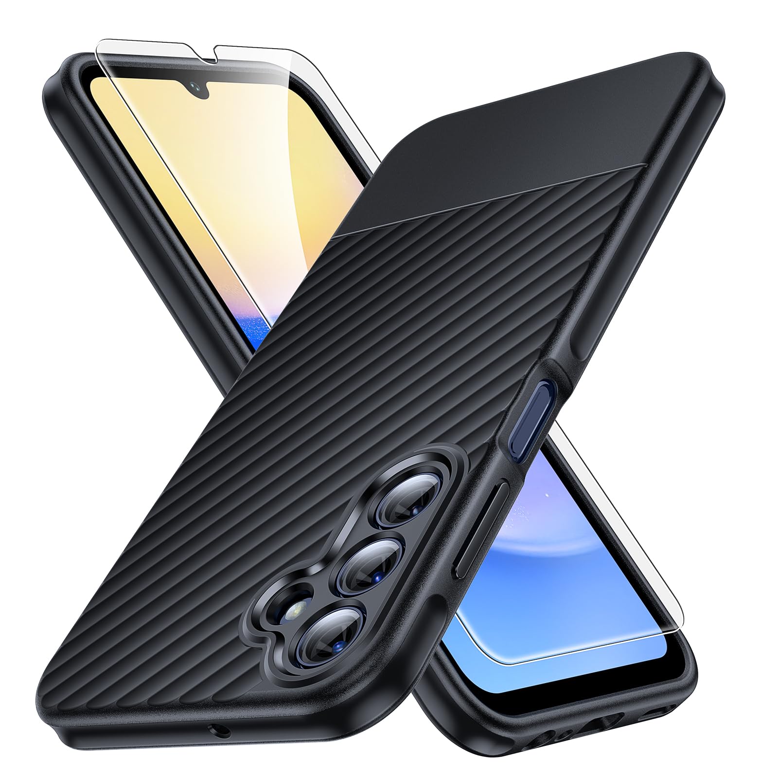 TAURI [5 in 1 Shockproof Designed for Samsung Galaxy S22 Case 5G 6.1 Inch, with 2 Pack Tempered Glass Screen Protector + 2 Pack Camera Lens Protector Slim Cover-Rose Gold