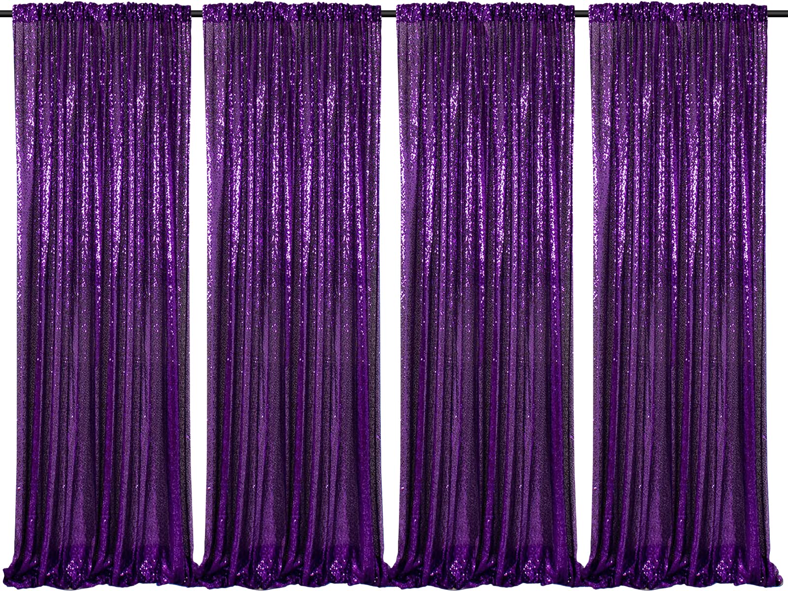 Purple Sequin Backdrop Curtain 4 Packs 2ftx8ft Sparkly Glitter Wedding Party Photography Background Drapes for Birthday Prom Decoration