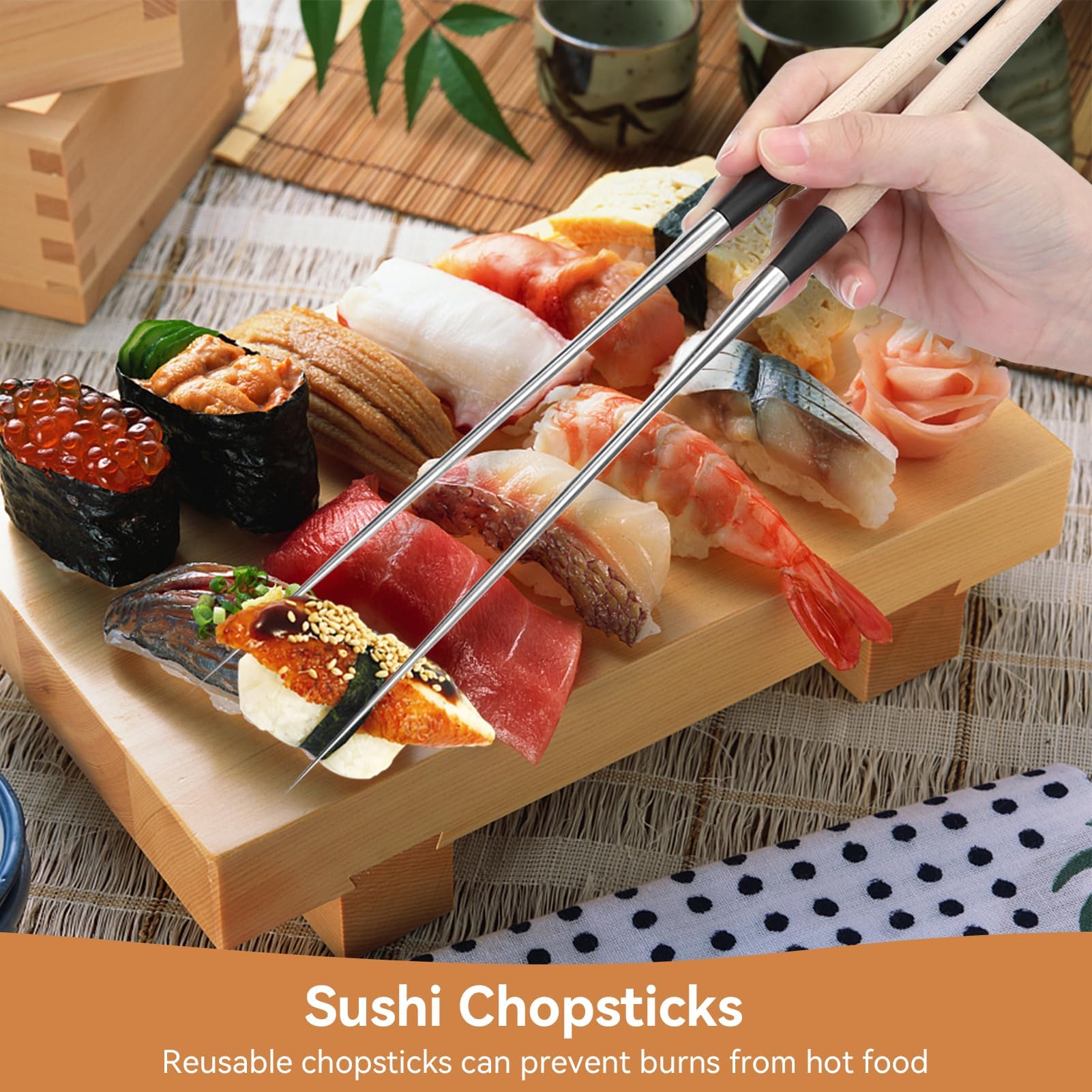 Sushi Chopsticks, 11in Extra Long Metal Chopsticks Japanese Cooking Chopsticks Sushi Chef Traditional Garnishing Plating Tweezers(S)