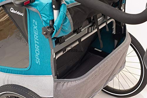 Qeridoo Sportrex 2 2020 Double Seat Kids Bike Trailer & Stroller Sportrex2 (Color Petrol)