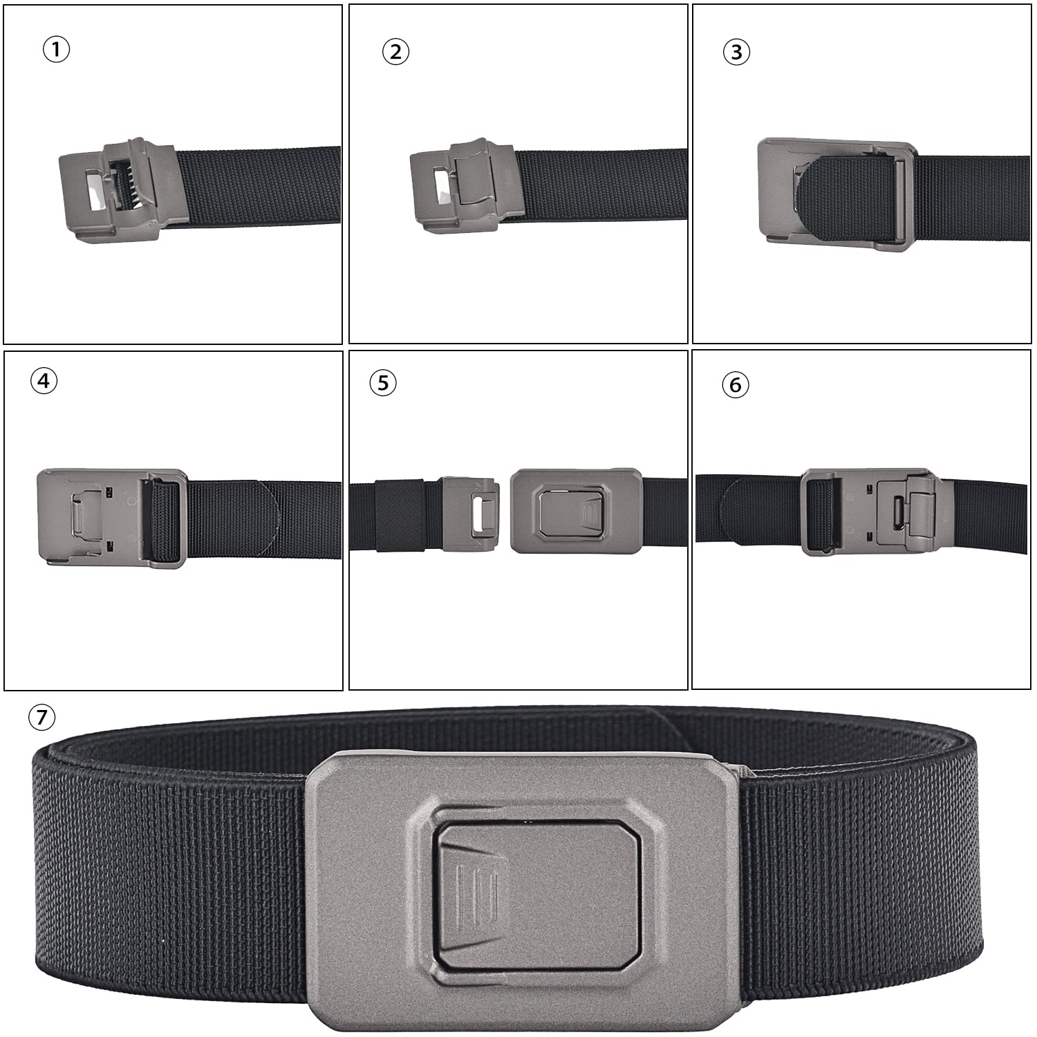 YWHCHI Belts for Men Nylon Belt for Hiking Golf Work Ratcheting Casual Mens Belt for Jeans Men's Belt Web Adjustable Belt (Black-E3068, M(115CM))