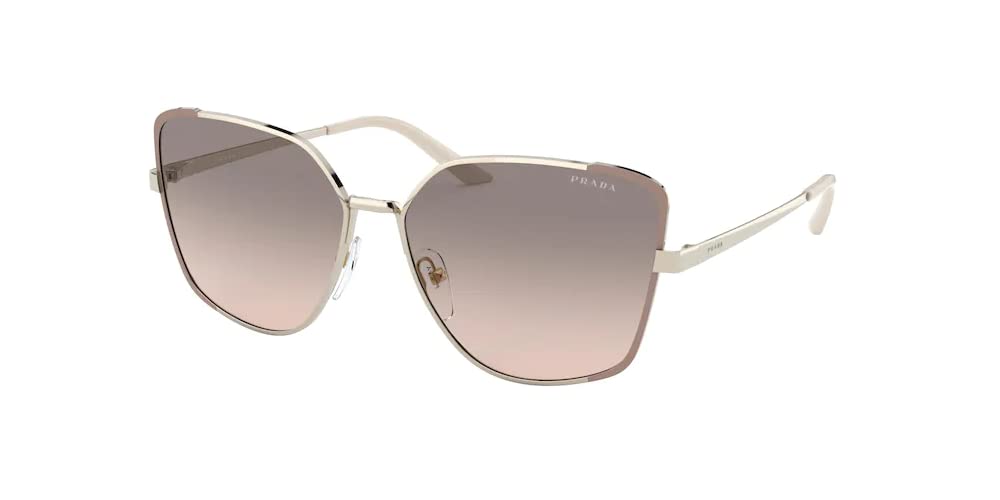 Prada PR60XS 07B4K0 59MM Pale Gold/Matte Pink/Pink Gradient Grey Irregular Sunglasses for Women + BUNDLE With Designer iWear Eyewear Kit