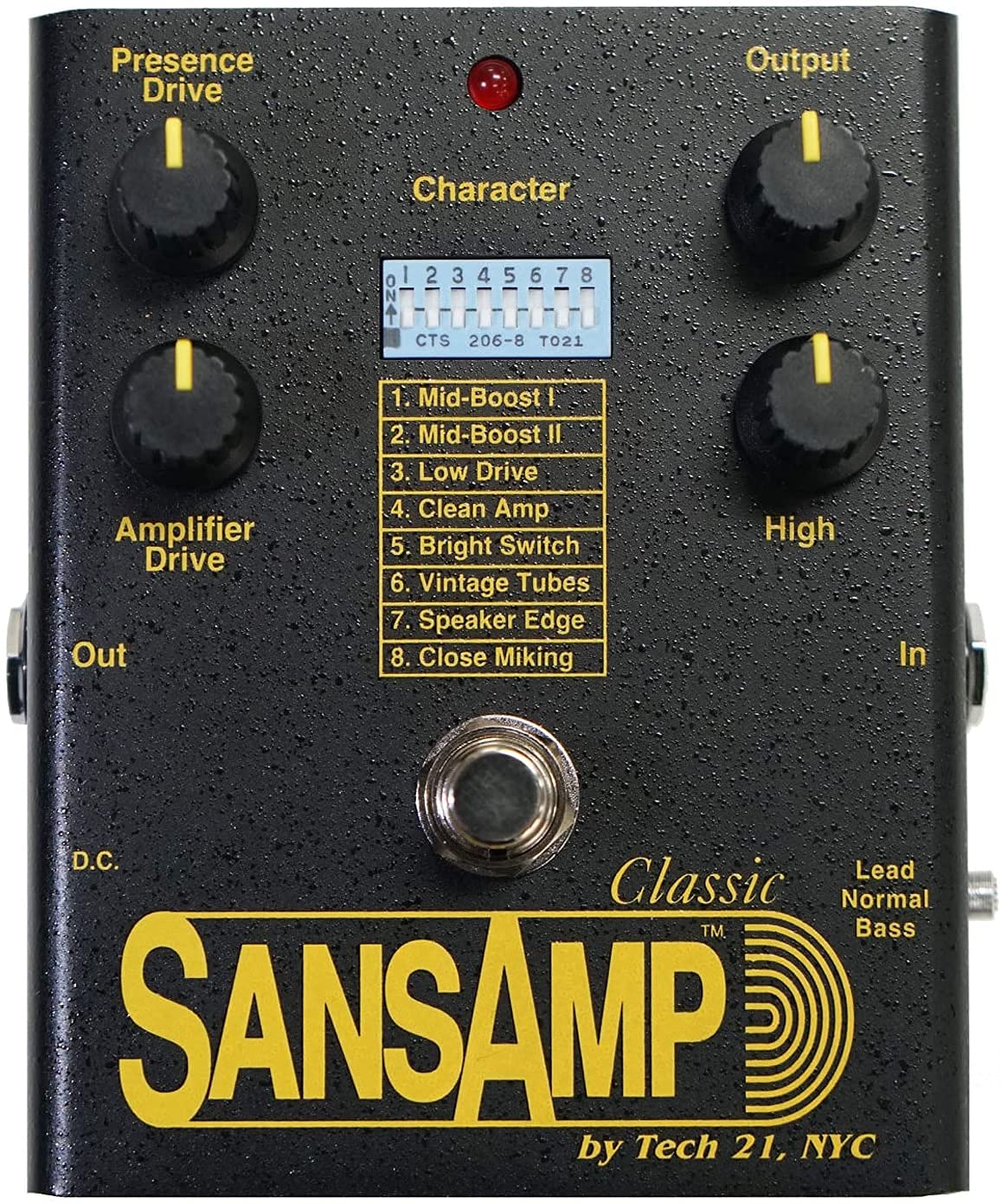Tech 21 SansAmp Classic Tube Amp Emulator Pedal Bundle with Power Supply and MXR 10ft Instrument Cable
