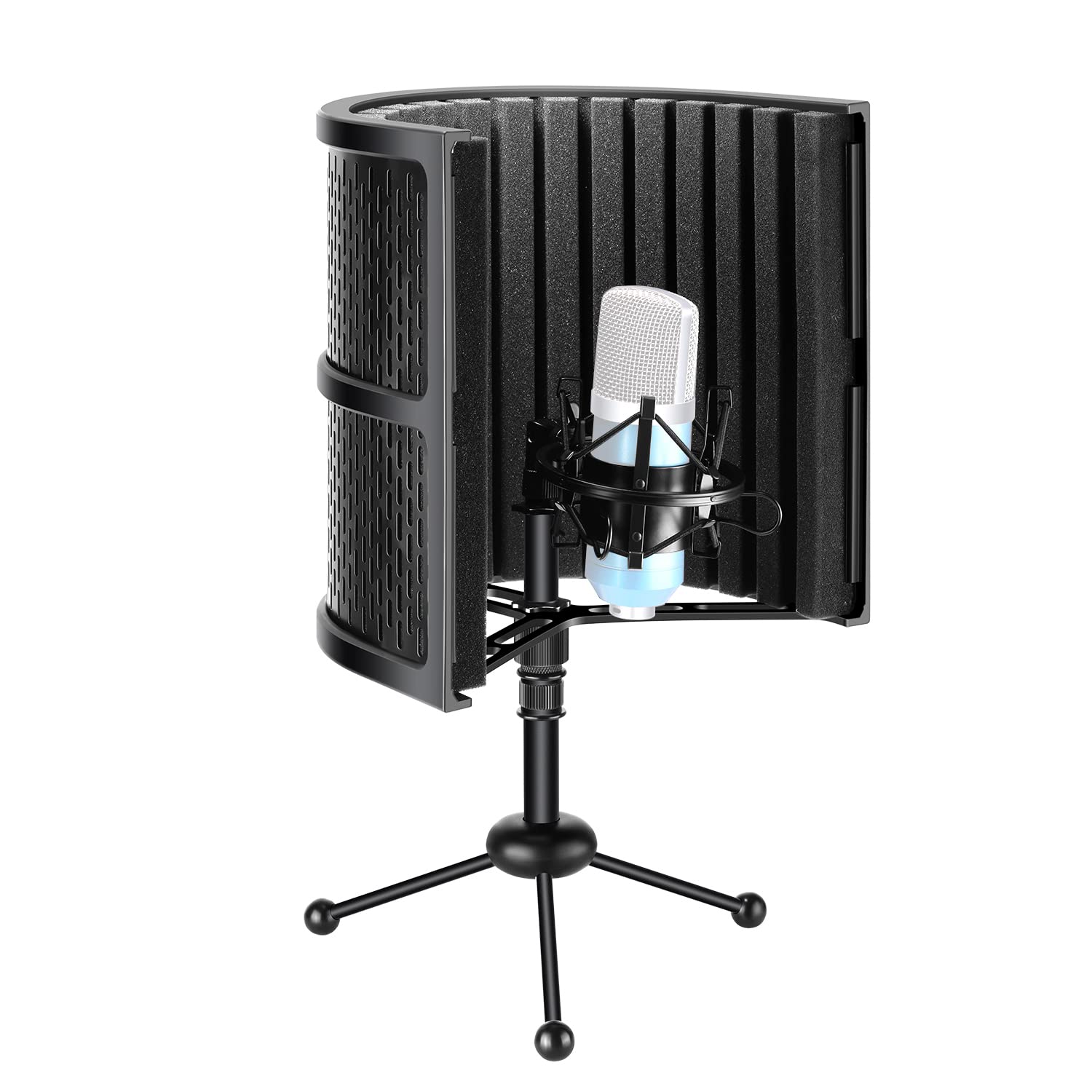 Neewer Table Microphone Insulation Windshield with Tripod, Sound Absorber Foam for Recordings (Microphone Holder and Shock Mount Not Included)