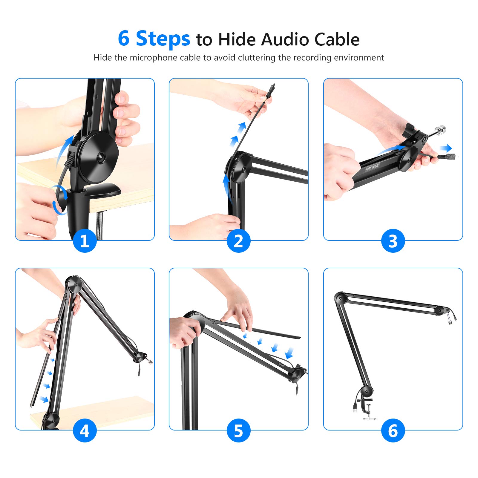 Neewer Upgraded Large Sturdier Microphone Stand Compatible with Blue Yeti Snowball Blue Yeti Nano, Adjustable Suspension Boom Scissor Arm with Built-in Spring, Max. Load 1.8kg for Voice Recording