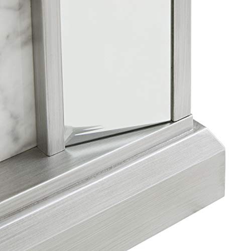 SEI Furniture Trandling Mirrored & Faux Marble Color Changing Electric Fireplace, Antique Silver-White Marble