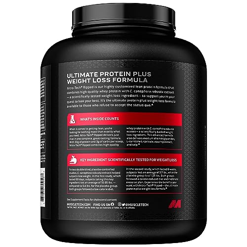 Muscletech Whey Protein Powder (Chocolate Fudge Brownie, 4LB) - Nitro-Tech Ripped Whey Protein Isolate & Peptides Smoothie Mix for Lean Muscle & Fast Recovery - 30g of Whey Protein for Women & Men