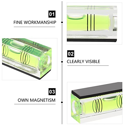 VILLCASE Magnetic Tool High Precision Mini Level Bubble Small Horizontal Bubble Three Line Horizontal Pearl Level Magnetometer (52 * 18 * 15mm Green magnetism 1PCS) Magnetic Tools