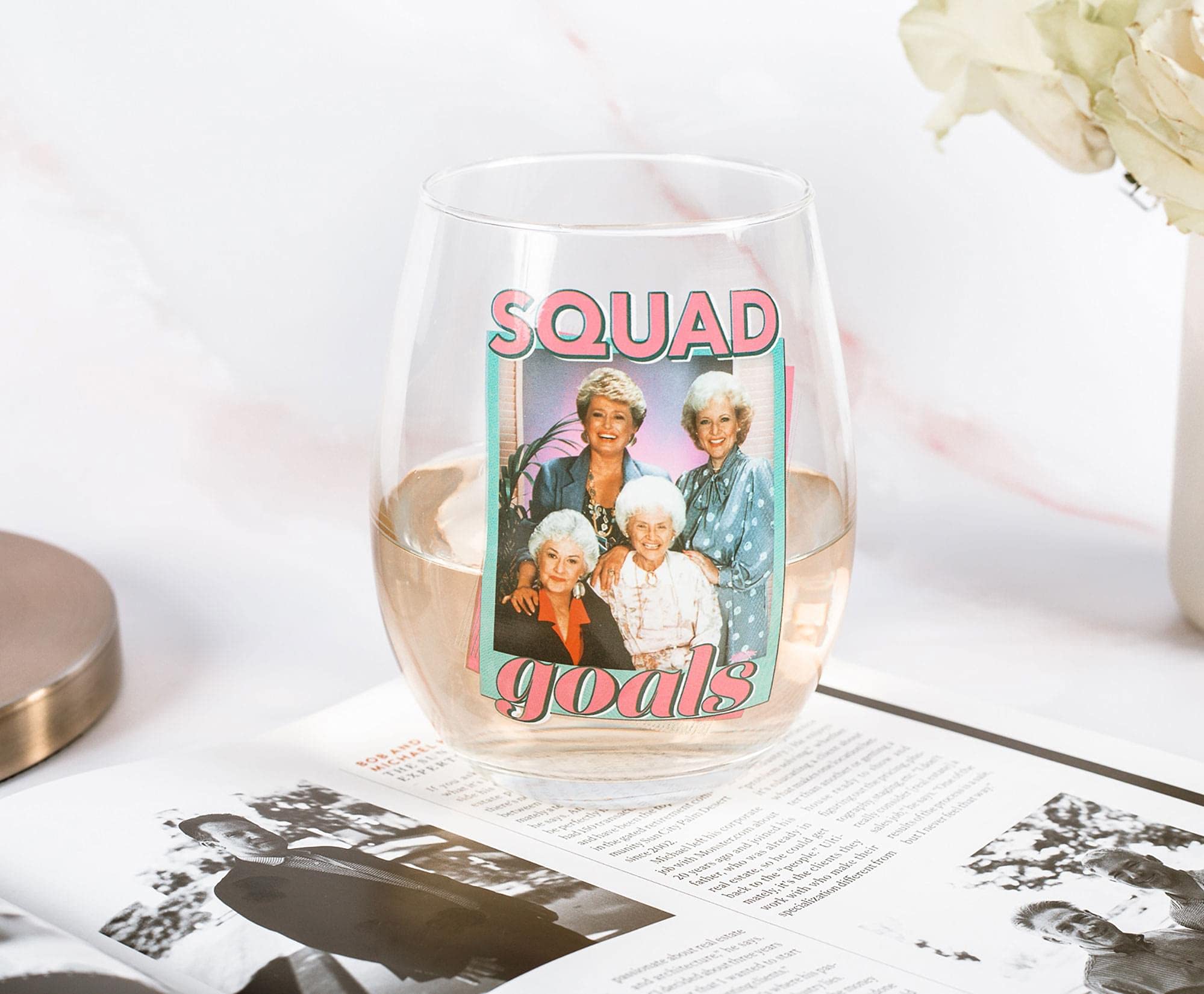 Silver Buffalo The Golden Girls Squad Goals Stemless Glass | Holds 20 Ounces
