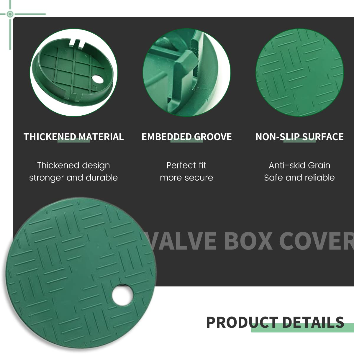 zhuomingjia 2 Pack ID 5.5" OD 6" Round Valve Box Cover Lid Replacement for Circular Sprinkler System Irrigation Control Valve (Green 2pack)