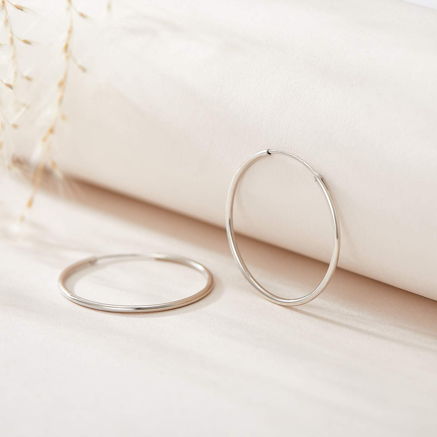 Silver Hoop Earrings for Women Sterling Silver Earrings 30MM Huggie Hoop Earrings Hypoallergenic Earring