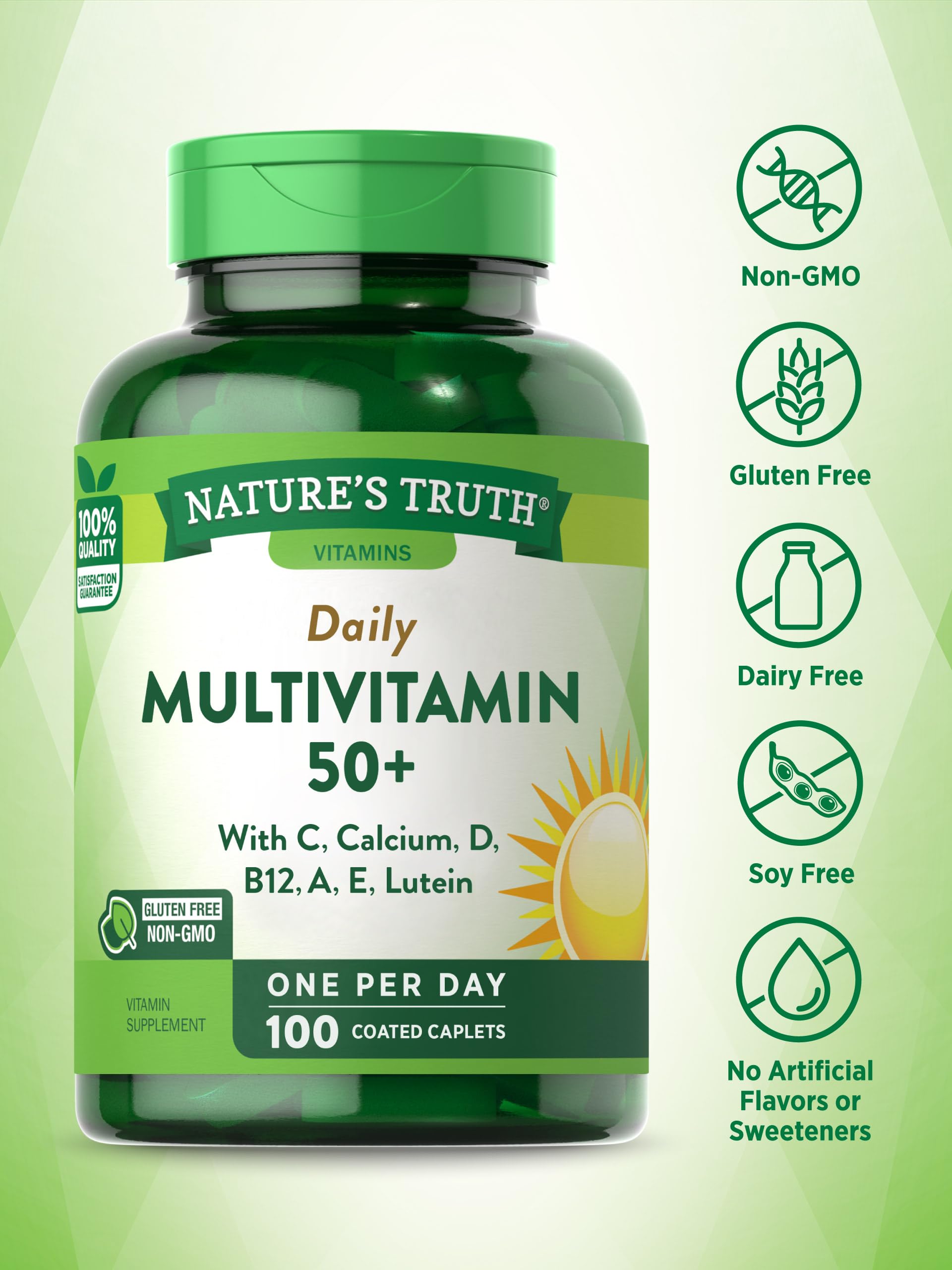 Multivitamin for Adults 50+ | Non-GMO & Gluten Free Daily Supplement | Plus Vitamin D, C, and B Vitamins | By Nature's Truth