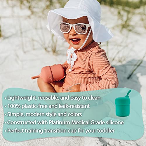 Pura my-my Silicone Straw Cup| Spill Proof, Reusable, Food Grade Silicone, Plastic-Free | For Kids, Toddlers, Babies & Infants - (Moss)