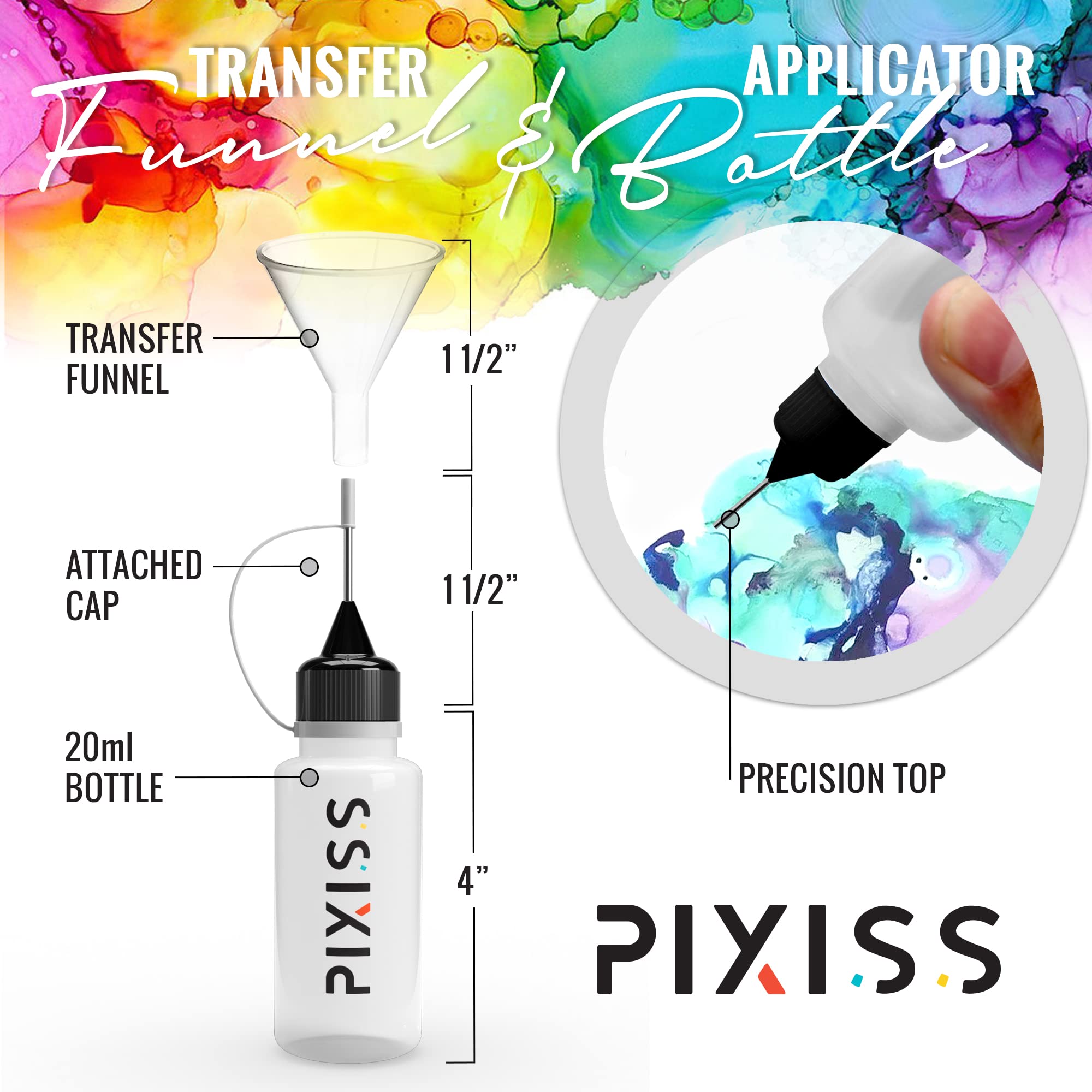 Pinata Brass Alcohol Ink 4-Ounce, Pixiss 20ml Needle Tip Applicator Bottle and Funnel, Bundle for Yupo and Resin
