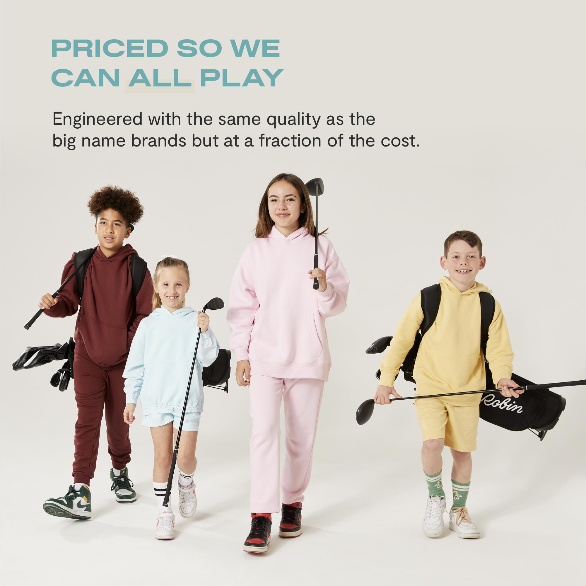 Robin Golf The Essentials 7-Club Junior Set β Complete Golf Clubs for Kids, Boys & Girls Ages 9-12, 54"- 63" (Matte Black) β Sets Include Bag & Head Covers | For Beginners & Intermediate Youth Golfers