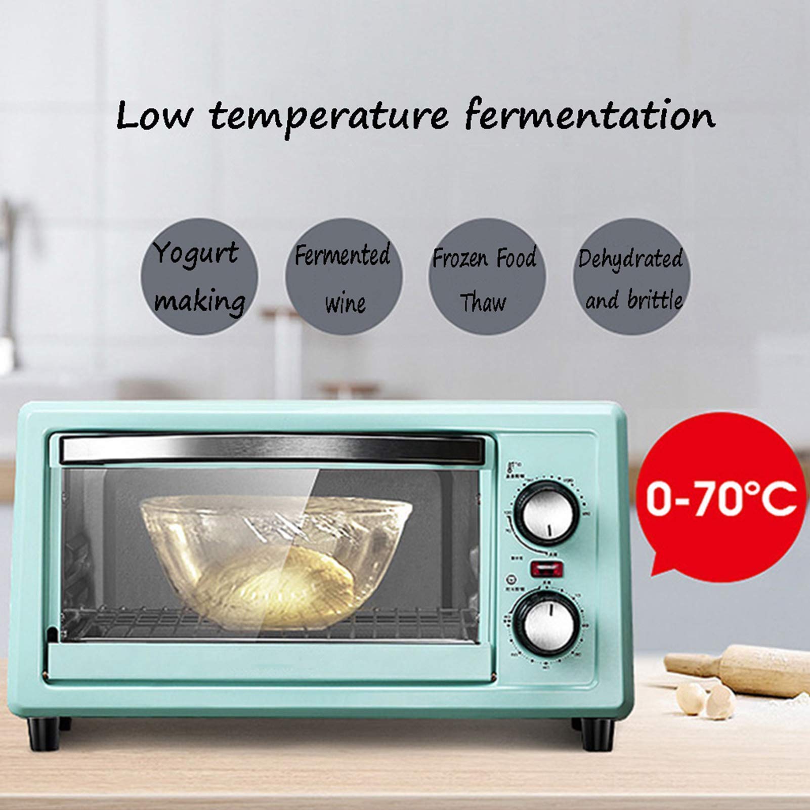 Multifunctional Electric Mini Oven,Retro Baking Cake Bread Electric Oven, Intelligent Stainless Steel Coating Microwave Oven (Mint) (Mint)