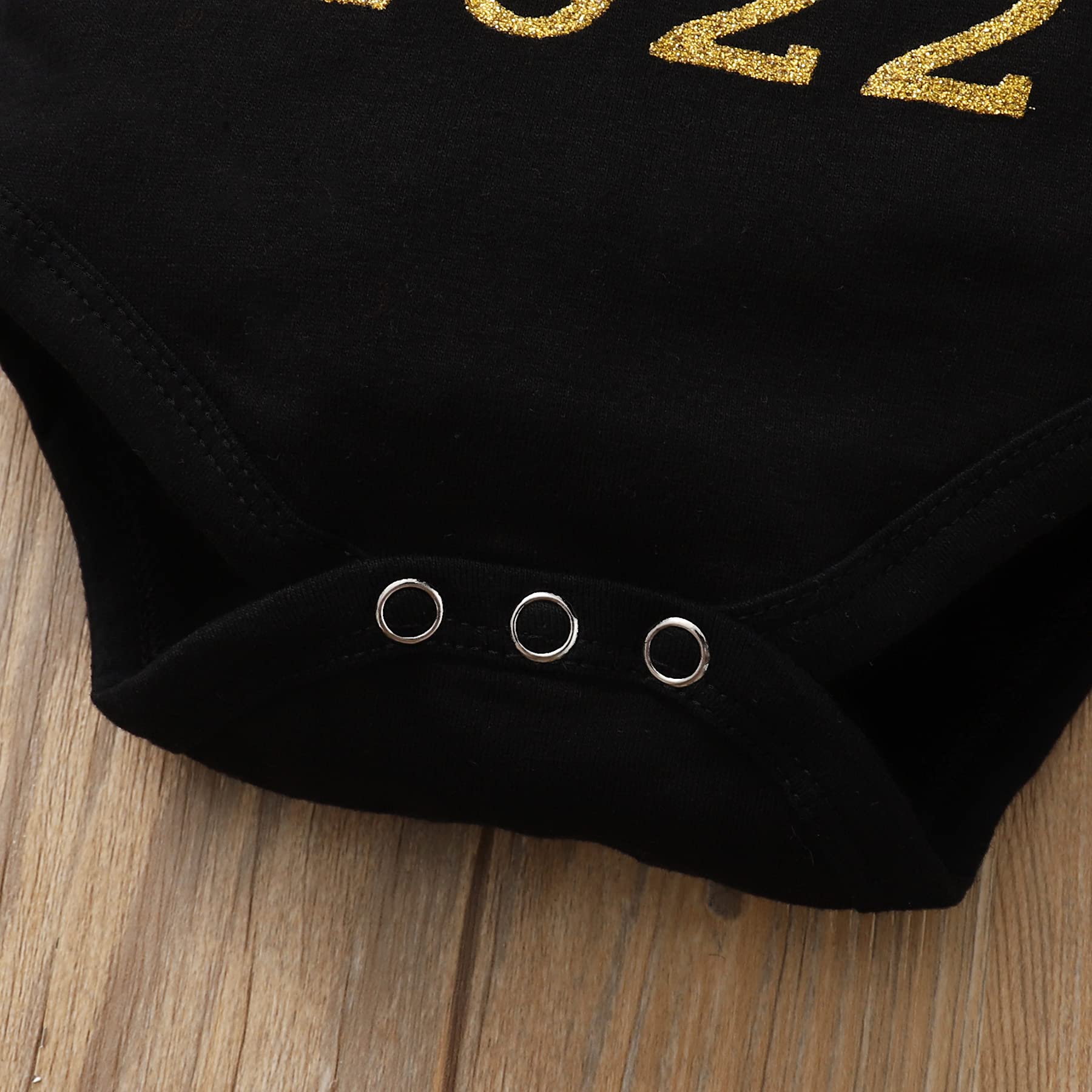 Shalofer 4Pcs Outfit Set Baby Boy Girl My First New Year Romper (Black-2022,12-18 Months)