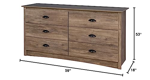 Prepac Salt Spring 6-Drawer Tall Chest, Drifted Gray & Salt Spring 6 Drawer Dresser, Drifted Gray
