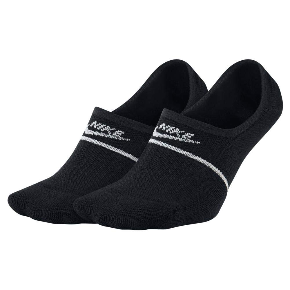 Nike Sneaker Sox Essential No-Show Socks (2 Pairs) (Black/White, W 7.5-9 / M 6-7.5)