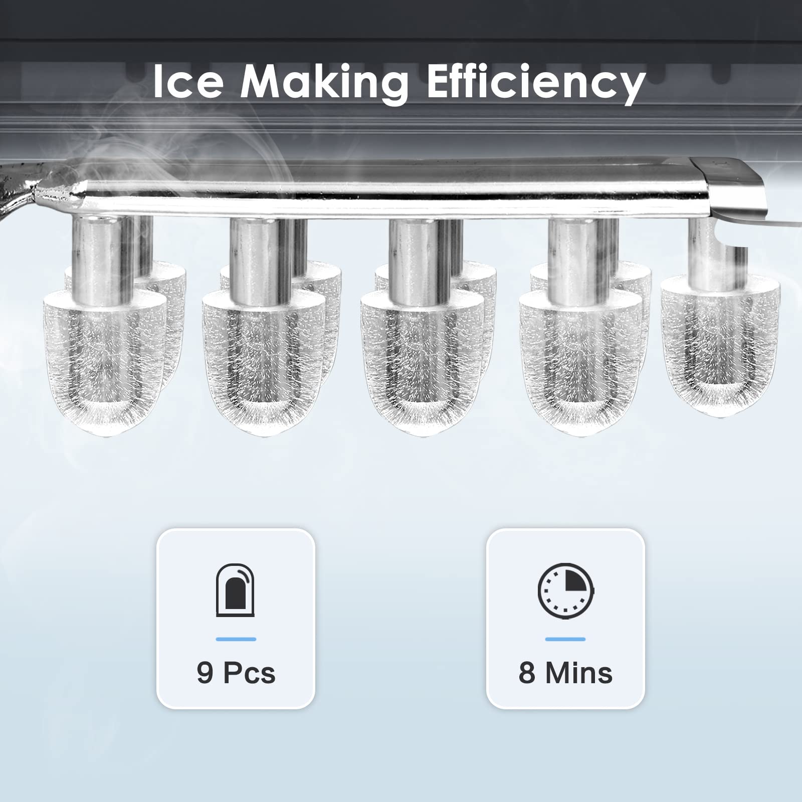 Xbeauty Ice Makers Countertop,Protable Ice Maker Machine with Self-Cleaning, 26Lbs/24H,9 Ice Cubes/8 Mins, Ice Scoop, and Basket for Home/Kitchen/Office/Party-Black