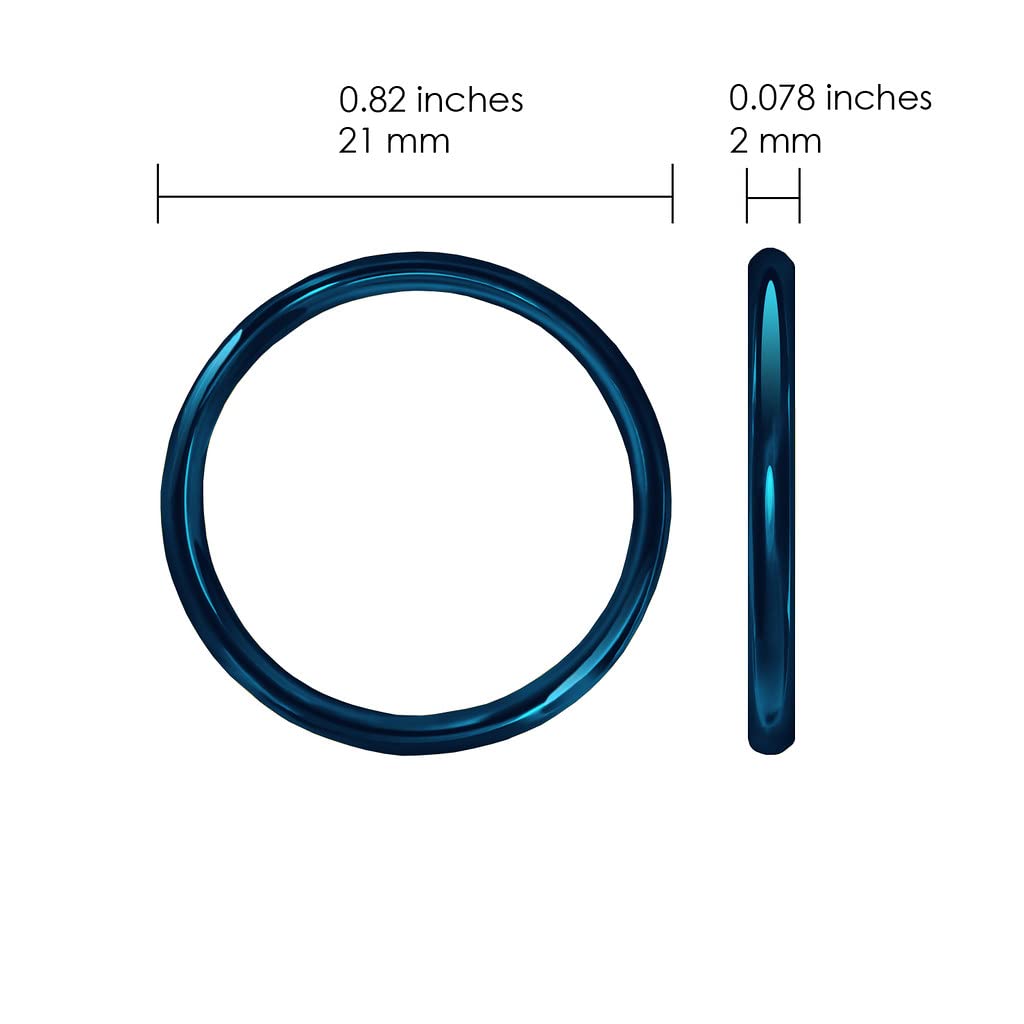 SILVERLINE JEWELRY 2mm Stainless Steel Comfort Fit Unisex Wedding Engagement Band Stacking Ring Set of 3 Rings/Blue, Size 5.5