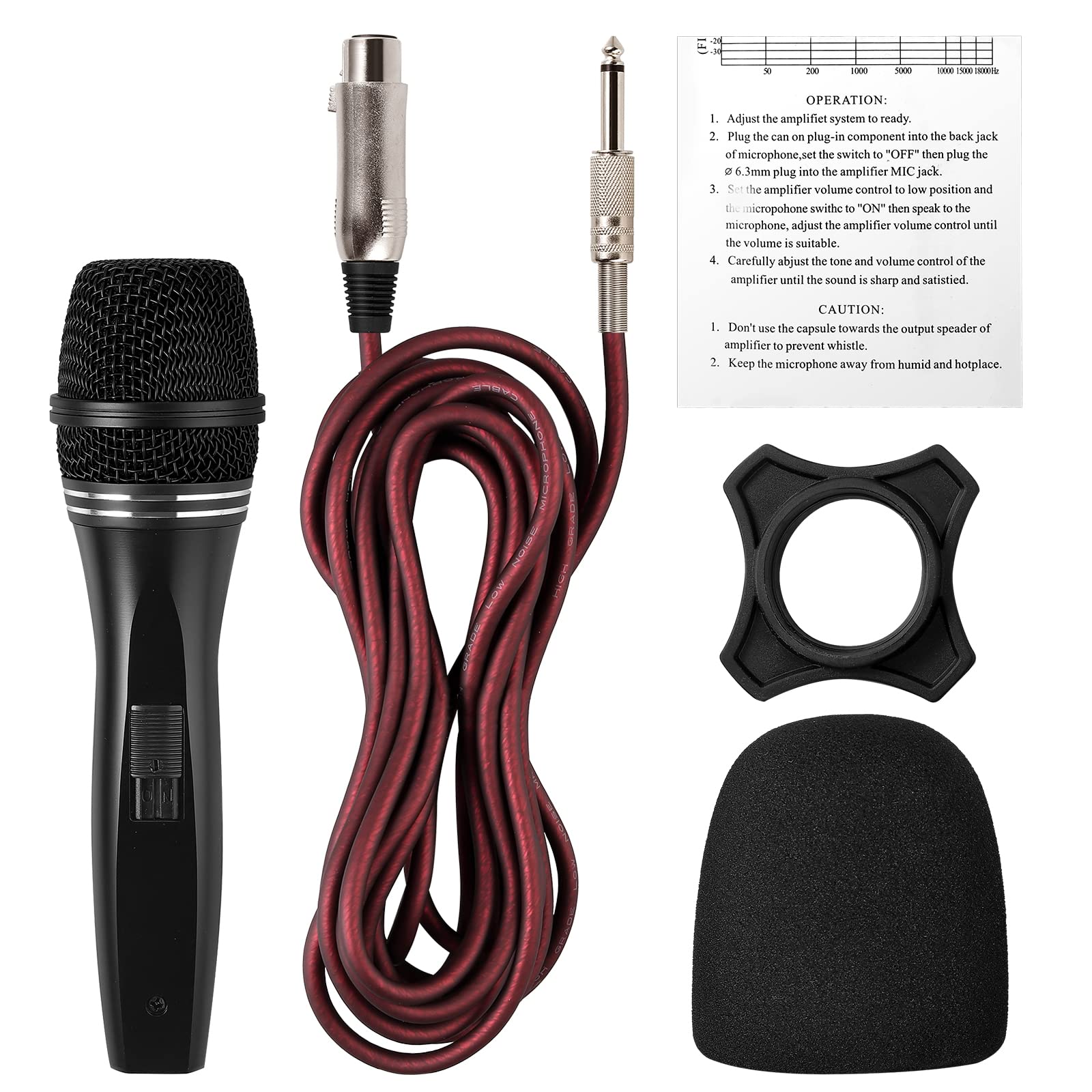 PROZOR Dynamic Karaoke Microphone with 16.4ft XLR Cable for Singing, Metal Handheld Mic Compatible with Karaoke Machine/Speaker/Amp/Mixer for Karaoke Singing, Speech, Wedding and Outdoor Activity