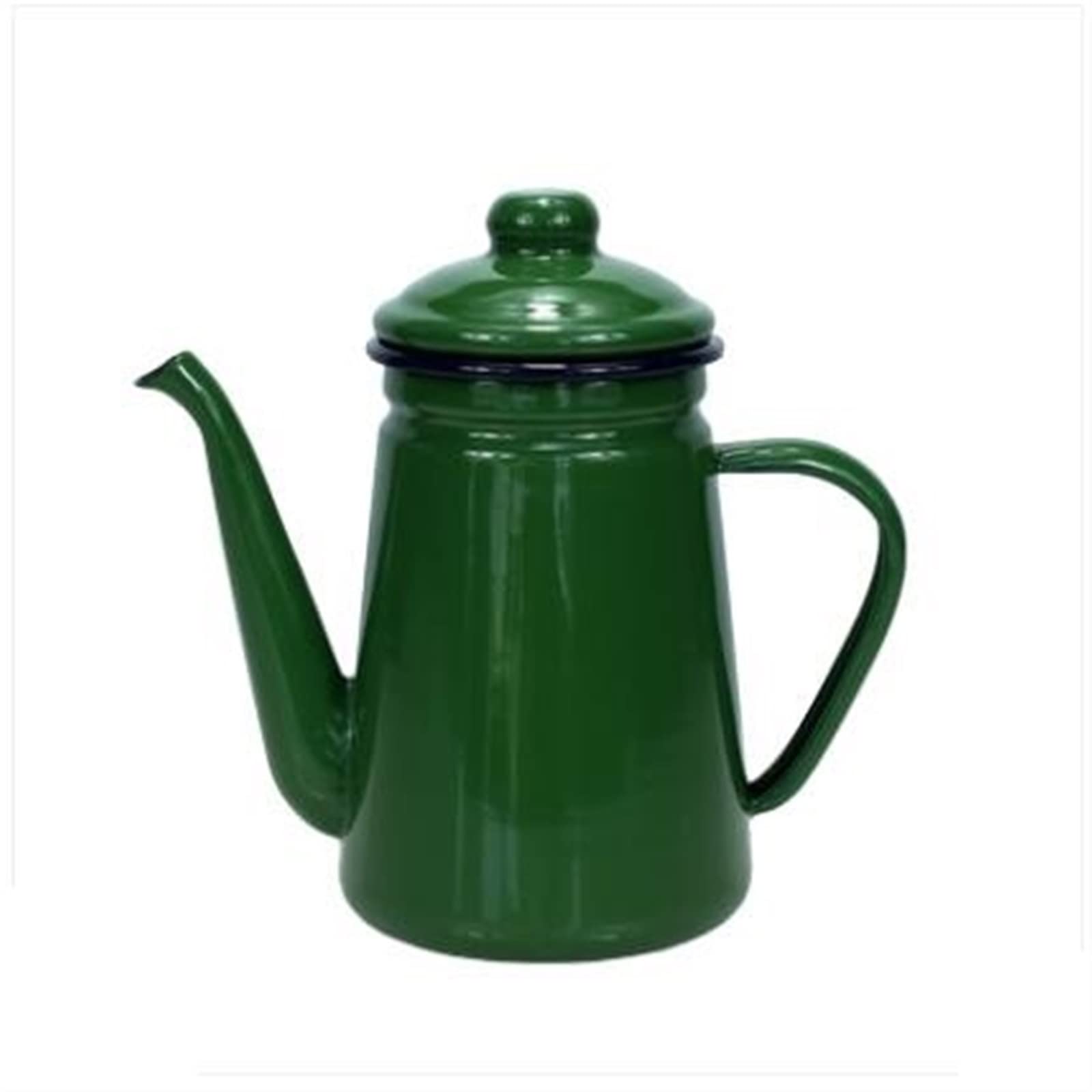 MMSEKT Camping Kettle 1.1L Enamel Coffee Pot Hand Tea Kettle Induction Cooker Gas Stove Universal (Color : Green)