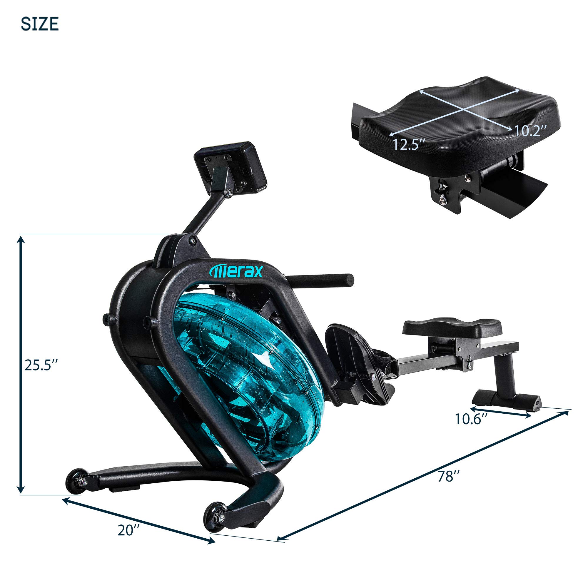 Merax Rowing Machine, Water Rower Machine for Home use, Indoor Cardio Training Exercise Water Resistance Rower with Max 330 lbs Weight Capacity, Aluminum Slide Rail with LCD Monitor